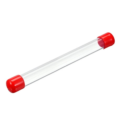 Clear Rigid Tube Round Plastic Tubing with Red Rubber Cap, 305mm/ 12 ...