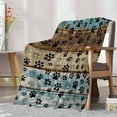 Fleece Blanket Farmhouse Dog Paw Print Blankets, Soft Cozy Warm Flannel ...