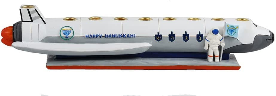 Spaceship Kids Menorah Hand Painted Polyresin - Sculptured Space ...