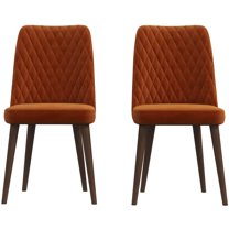 Belar Mid-Century Velvet Dining Chair in Burnt Orange (Set of 2 ...