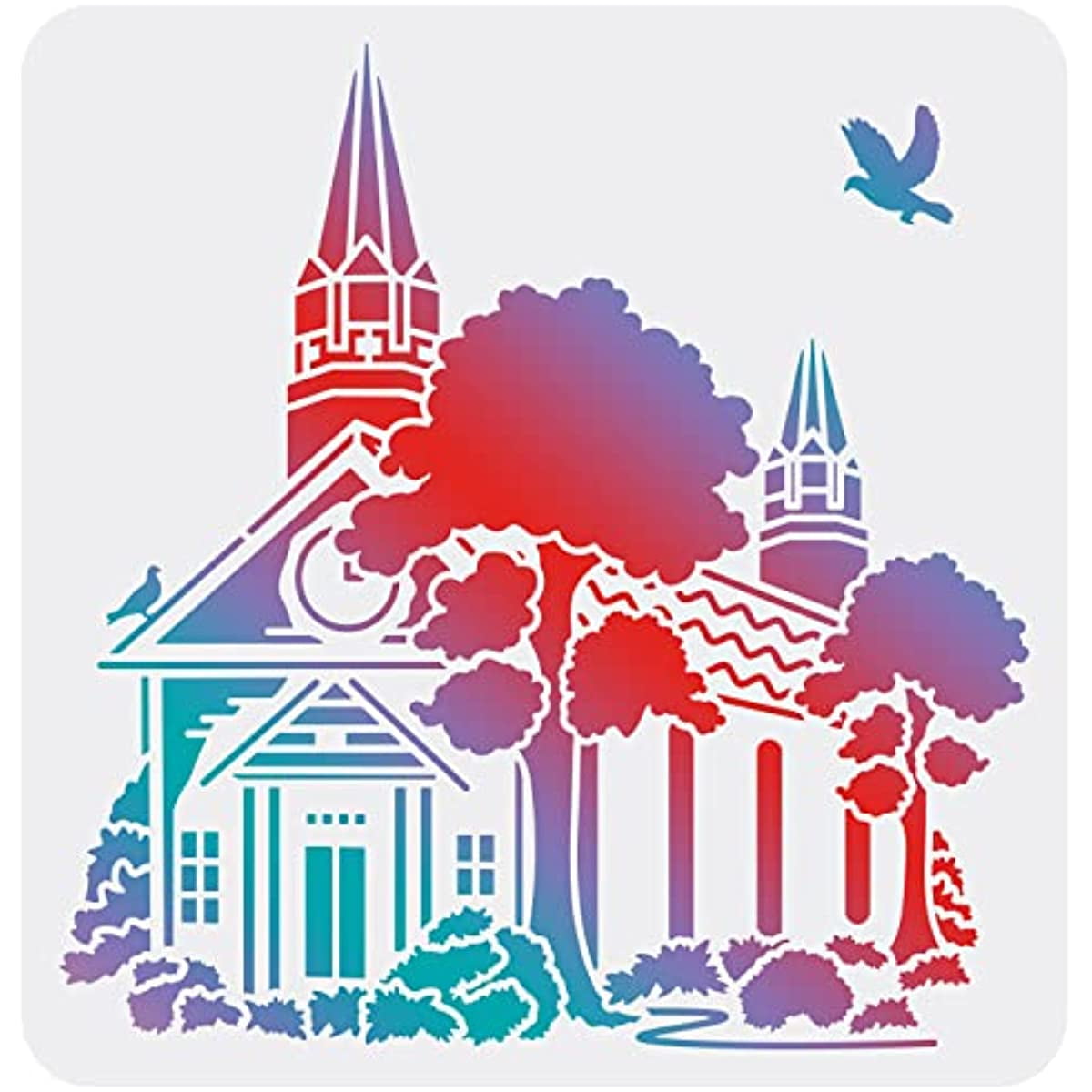 Church Stencil for Painting Reusable DIY Art and Craft Stencils Castle ...
