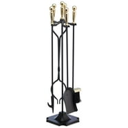 Barton 5-Piece Knight Fireplace Tool Set, Antique Brass - Includes Base ...