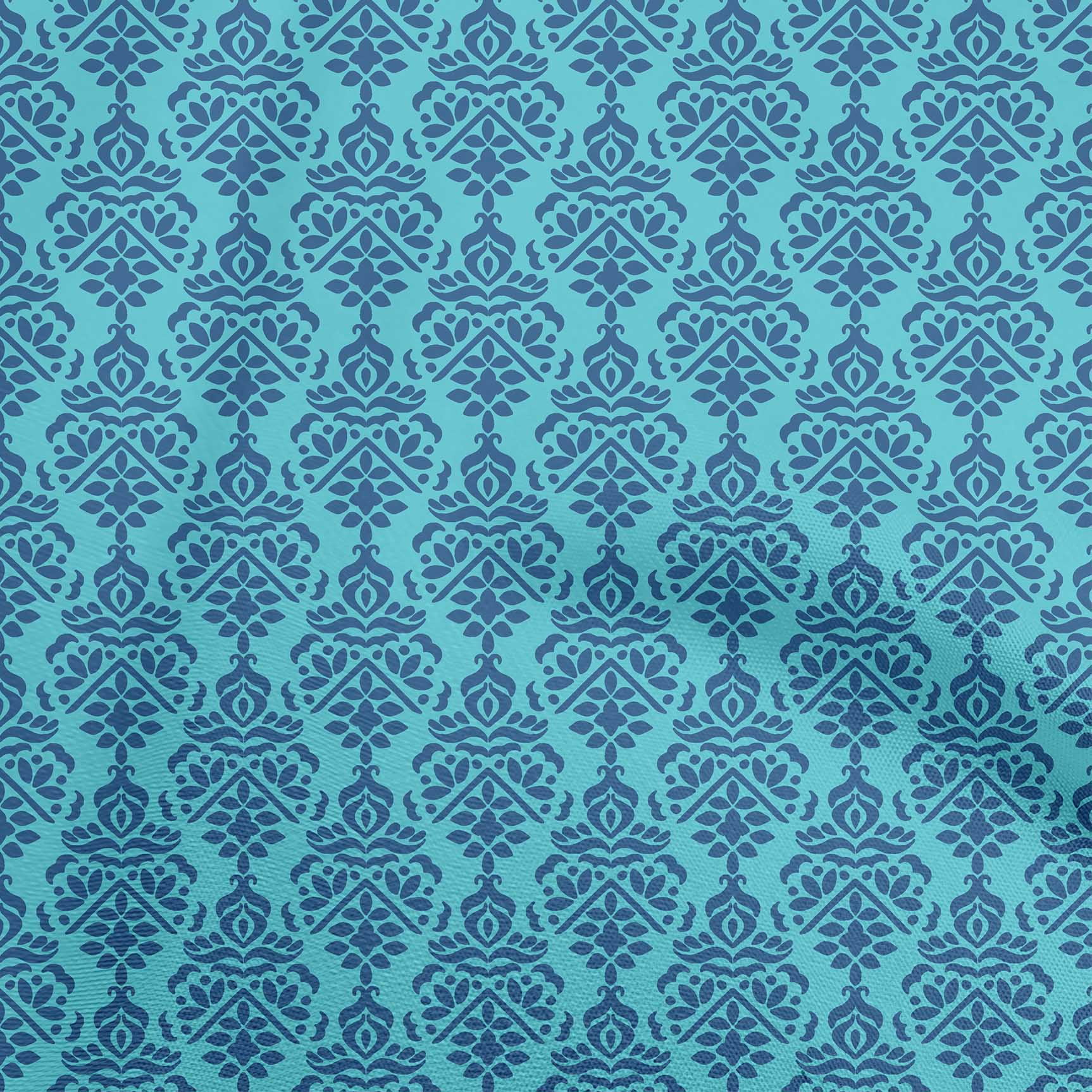 oneOone Cotton Poplin Turquoise Blue Fabric Damask Fabric For Sewing ...