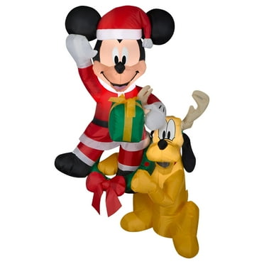 Gemmy 6' Inflatable Disney Mickey & Goofy in Vintage Fire Truck ...