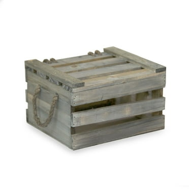 Wooden Crate Storage Box with Lid - Large 15in - Walmart.com