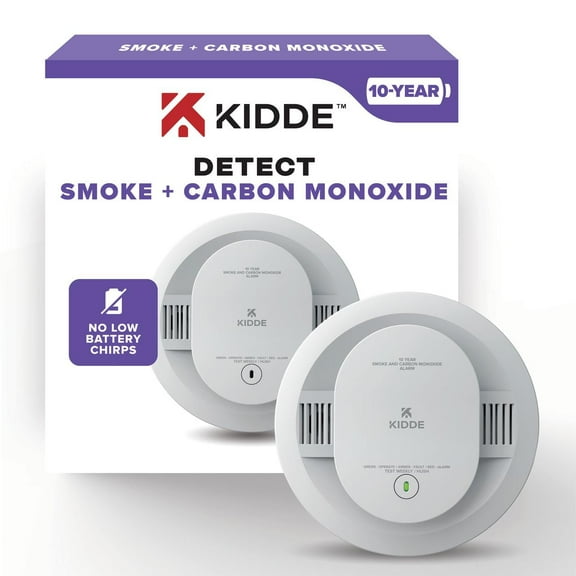 (2 pack) Kidde 10-Year Battery Smoke Detector & AA Battery Carbon ...