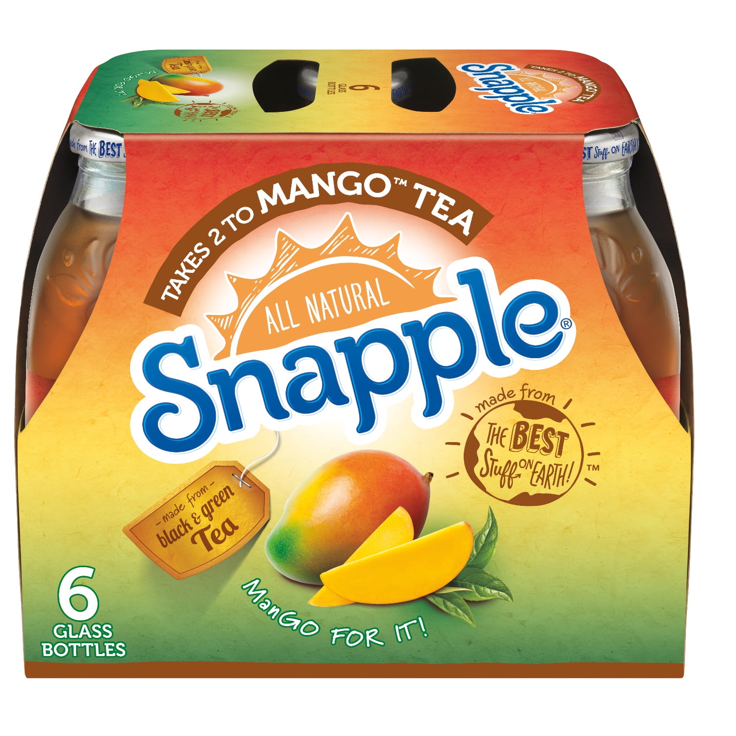 Snapple All Natural Takes 2 to Mango Tea, 16 Fl. Oz., 6 Count – Walmart ...