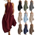 Boho Stand Collar Linen Jumpsuit for Women Flowy Wide Leg Pants Loose ...
