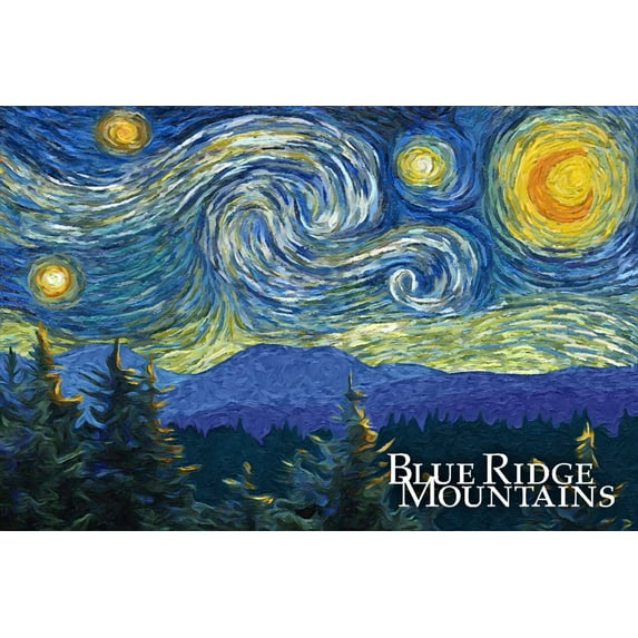 Blue Ridge Mountains, Starry Night (36x54 Giclee Gallery Art Print ...