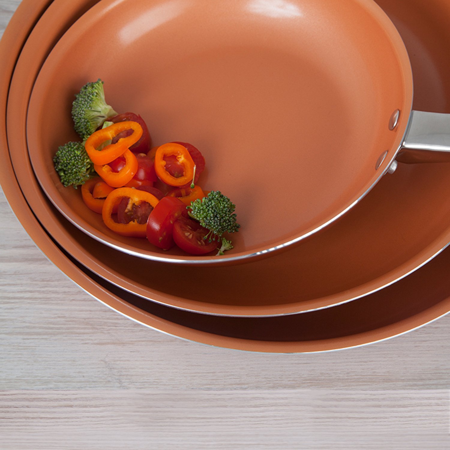 Healthy Nonstick Ceramic Coated Frying Pan – 3 Pcs Eco Friendly Durable ...