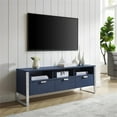 Posh Living Omer Faux Shagreen TV Stand/Cabinet Navy/Chrome - Walmart.com