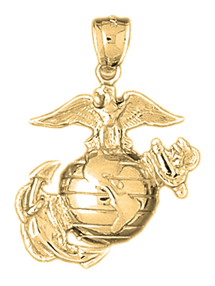 18K Yellow Gold Marine Corps Logo Pendant - 31 mm - Walmart.com