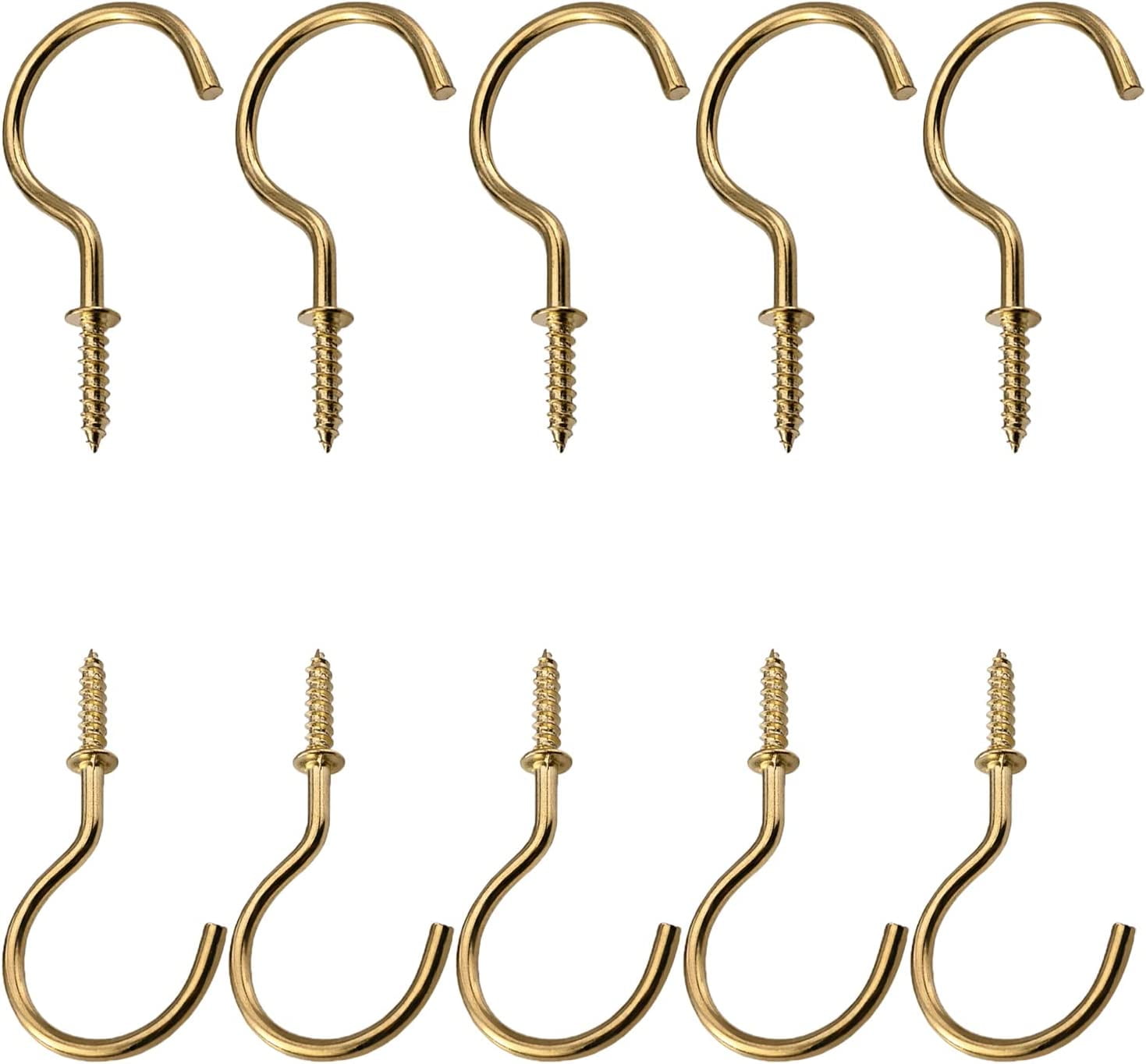 10Pcs 2.76" Length Ceiling Cups Hooks Carbon Steel Screw in Hanger Hook ...