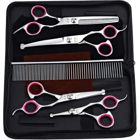 Dog Scissors with Round Tip, 5-in-1 Dog Scissors Set, Stainless Steel ...