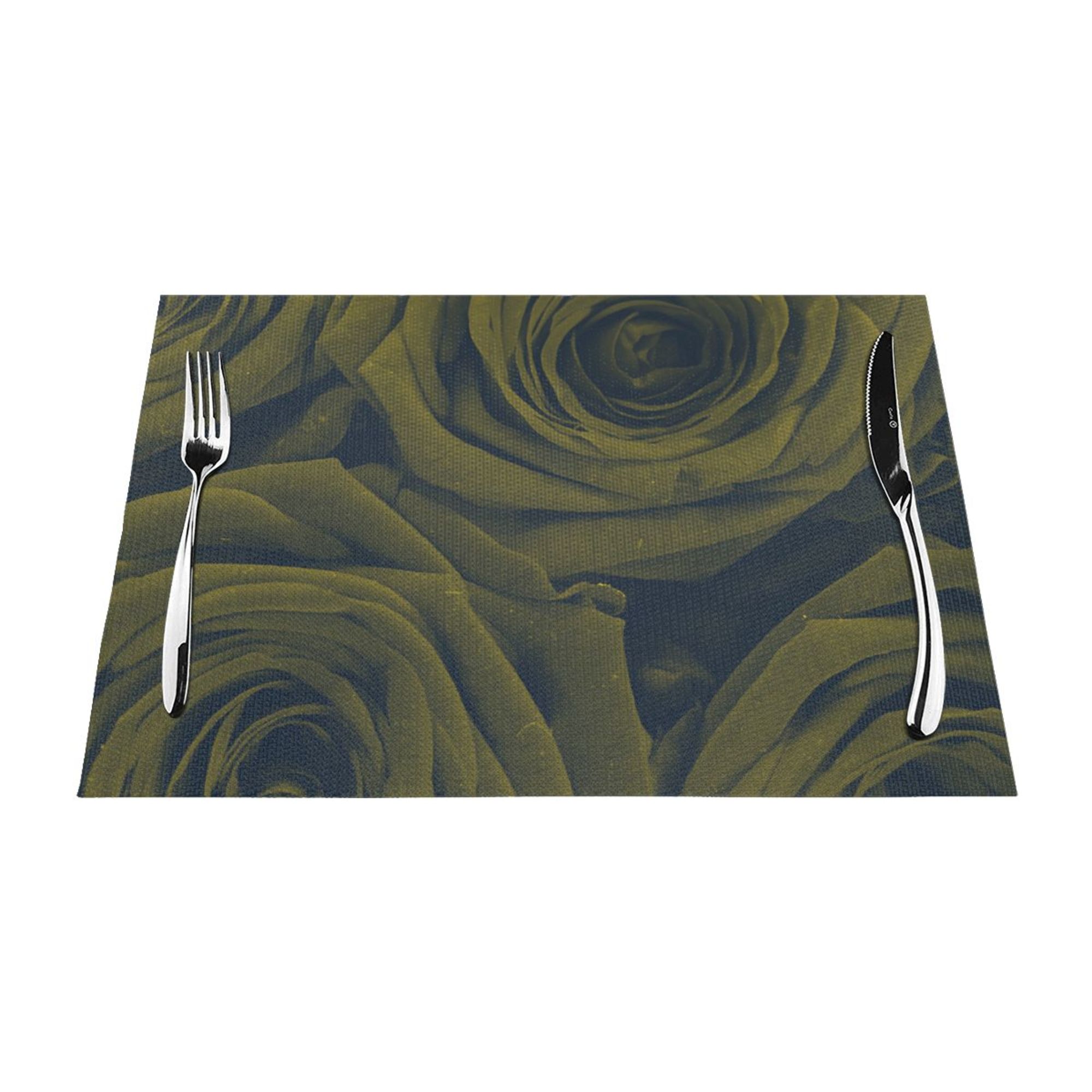 XMXY Woven Placemats Set of 6 PCS, Rose Pattern Table Mats Washable ...