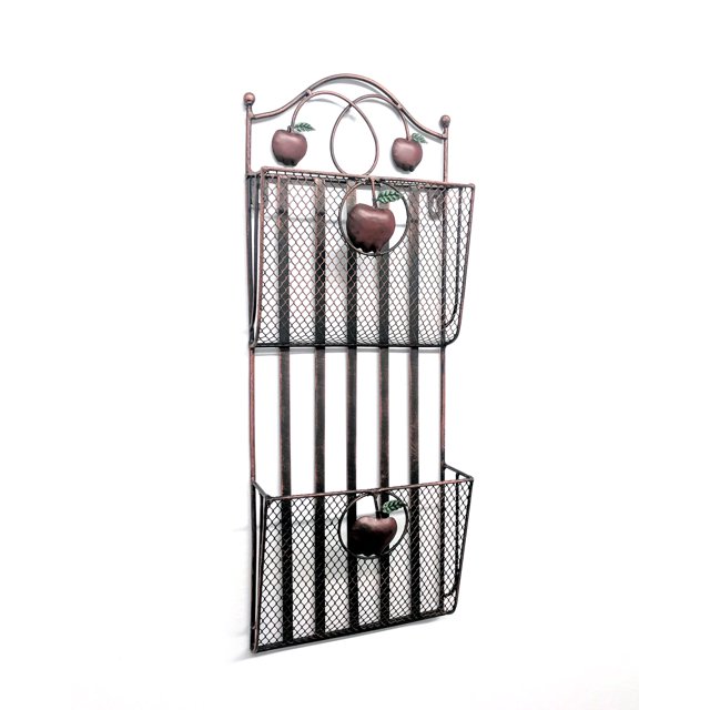 Two Tiers Metal Wall File Holder with Apple Decorations - Walmart.com