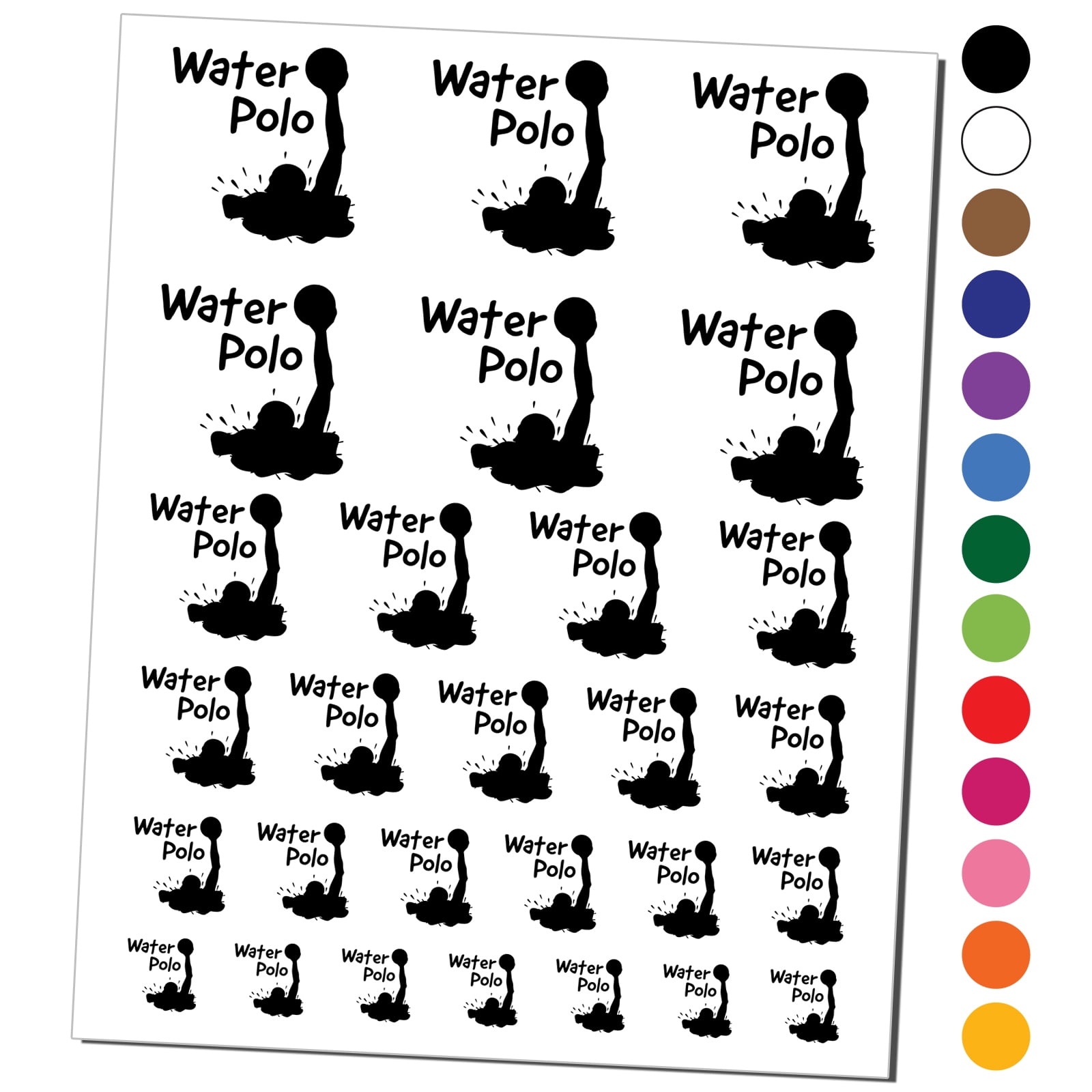 Water Polo Player in Water Fun Text Water Resistant Temporary Tattoo ...