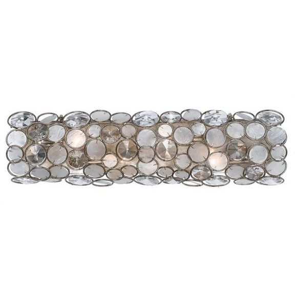 Elsa 3 Light Satin Nickel Capiz Shell Coastal Bathroom Vanity Fixture ...