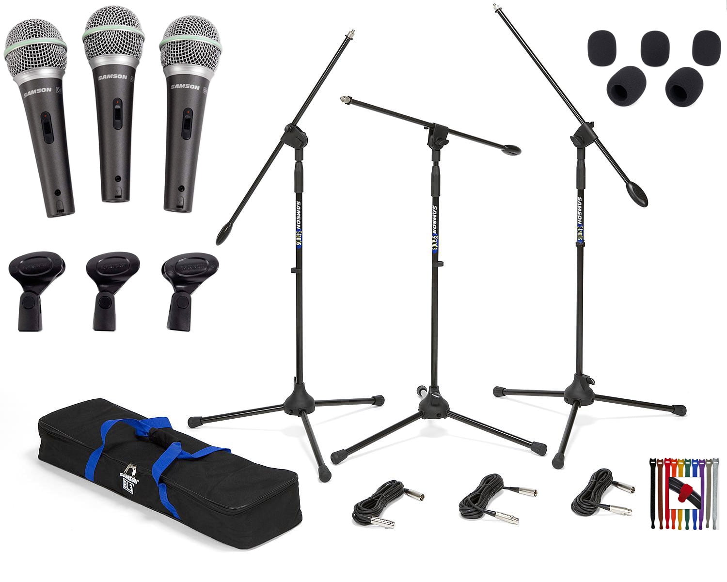 Samson Q6 Dynamic Supercardioid Handheld Mic (3-pack) + Samson Boom ...