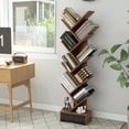 Costway 10-Tier Wooden Bookshelf, Bookcase with Drawer, Display Storage ...
