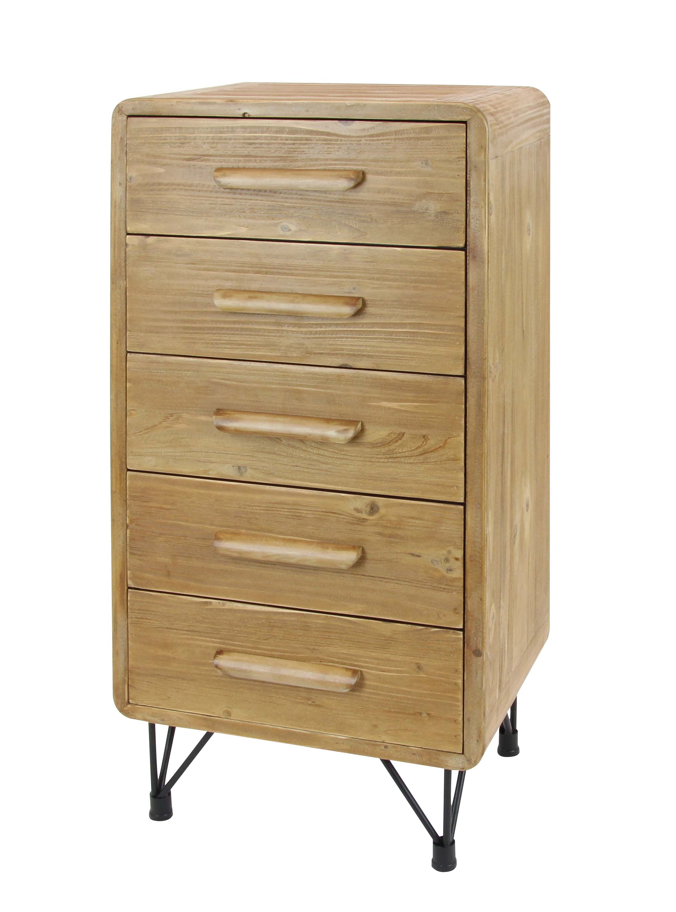 Decmode Modern 42 X 20 Inch Wood and Metal Five-Drawer Chest, Brown ...