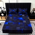 3PCS Cool Technology Digital Printing Material Plaid Fitted Sheet(1pc ...