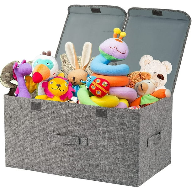 Kids Toy Box, 20" Toy Organizer and Storage with Double Flip Top Lid ...