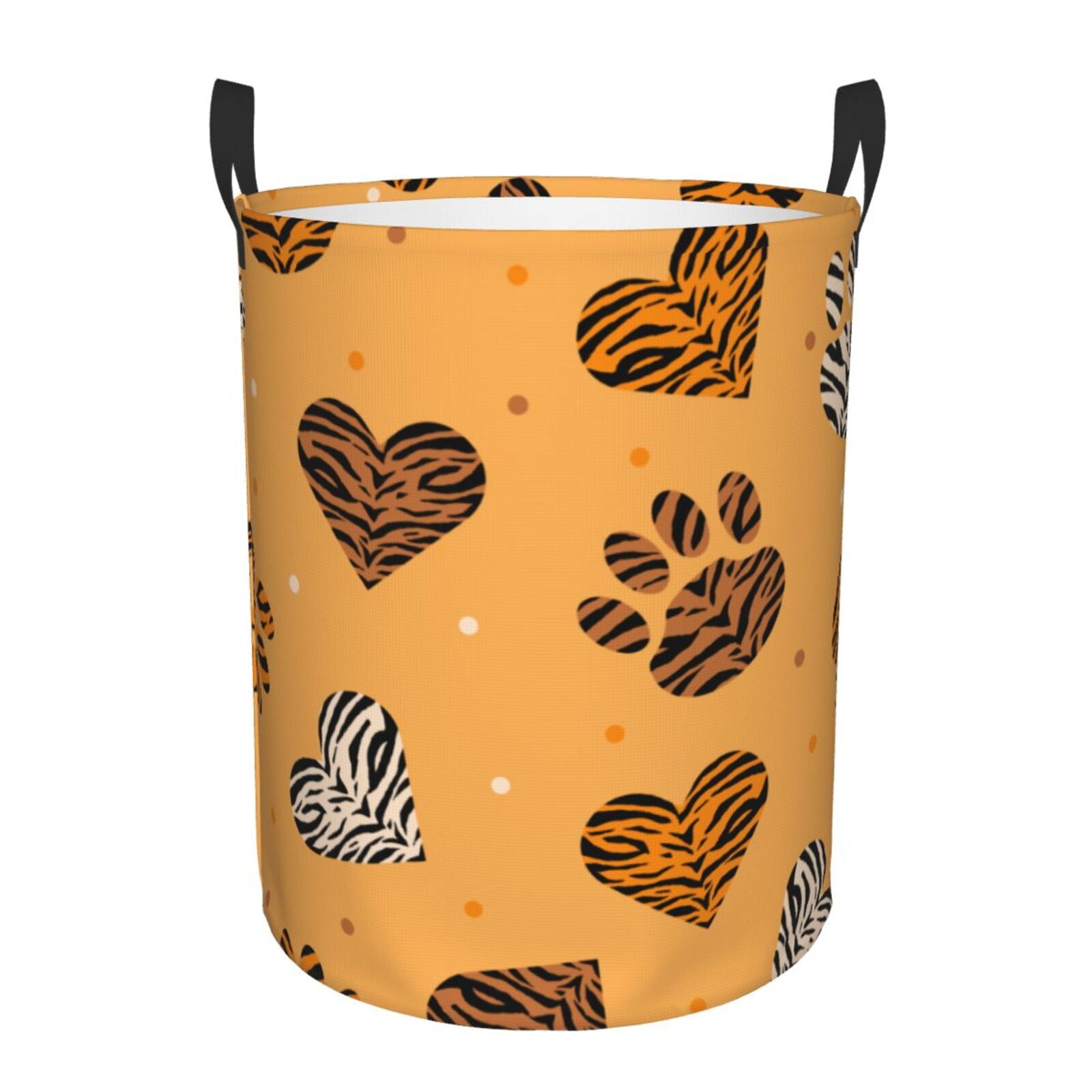 XMXT Collapsible Laundry Basket, Leopard Print Love Paw Prints ...