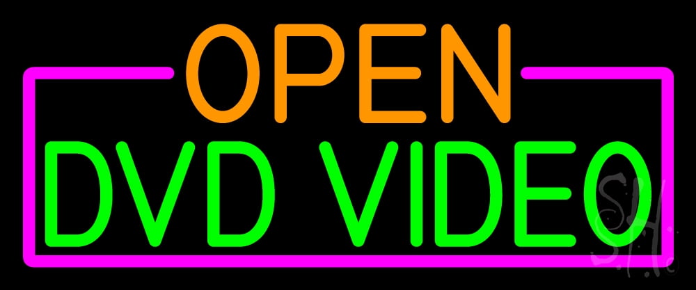 Open Dvd Video With Pink Border LED Neon Sign 6 x 15 - inches, Clear ...