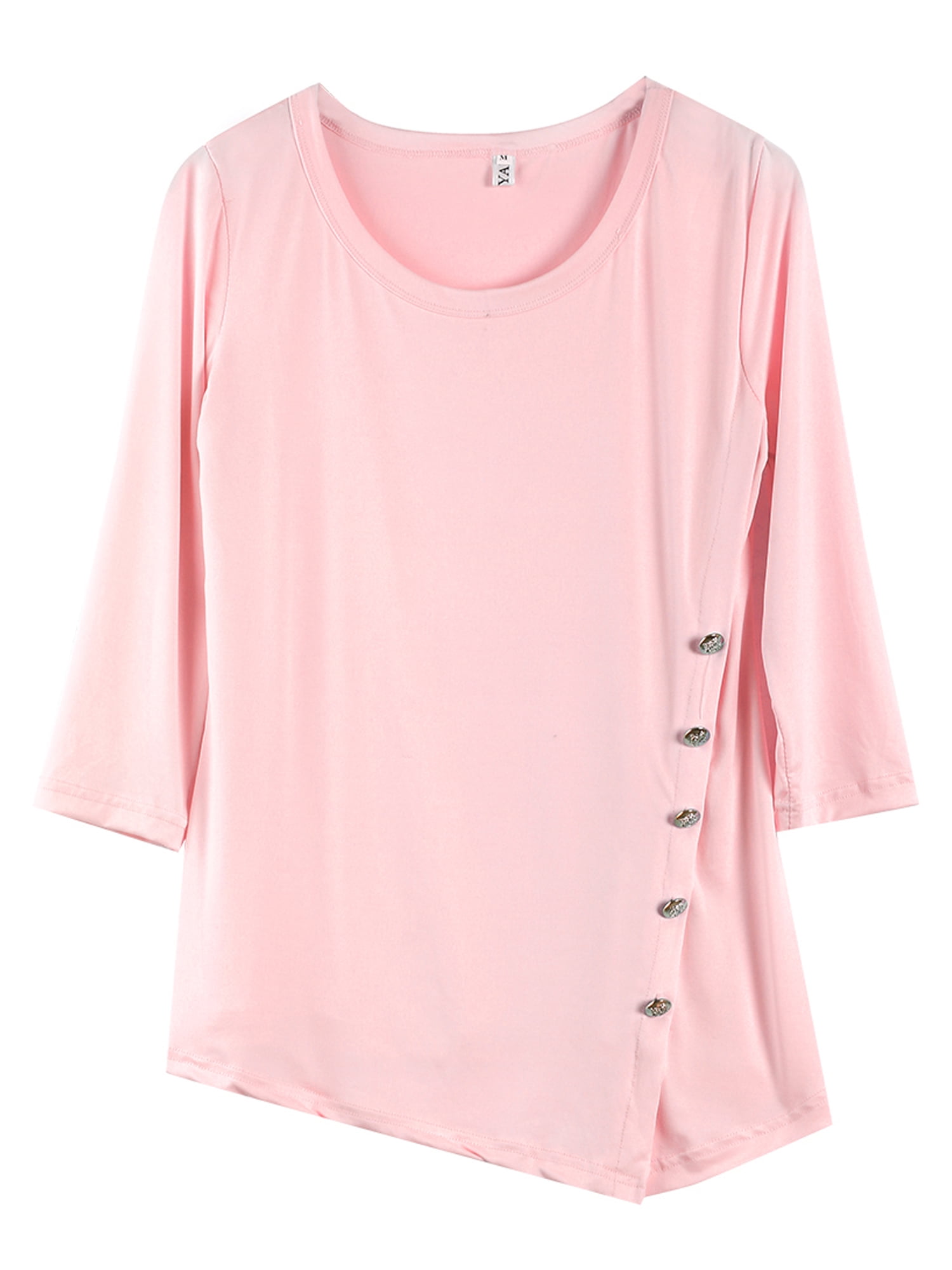 Dewadbow Womens Long Sleeve Irregular Button Tops Casual Shirt Tops ...