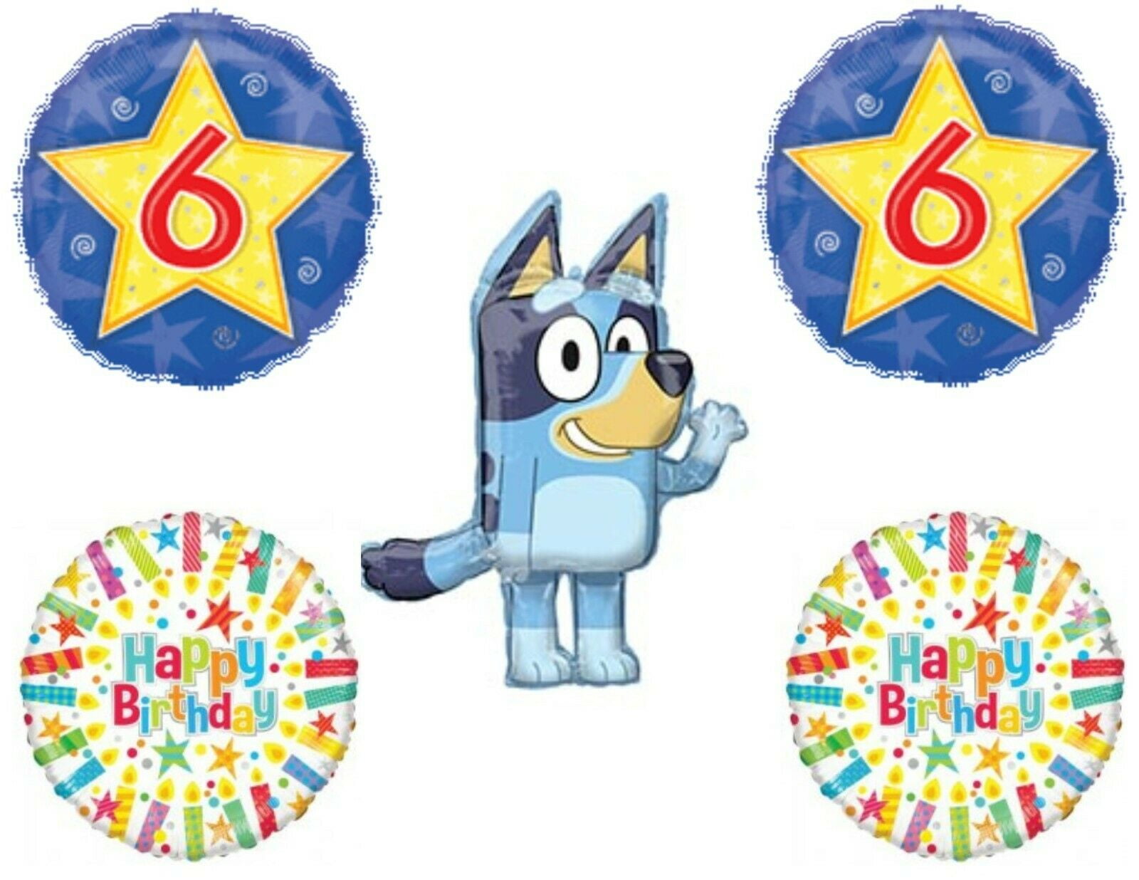 Bluey 6th Sixth Happy Birthday Party Balloons Decorations Supplies ...