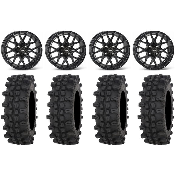 System 3 SB-4 Black (6+1) 14" Wheels 30" XCR350 Tires Can-Am Maverick ...