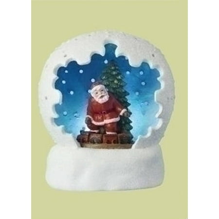 4" Battery Operated LED Lighted Santa Claus & Christmas Tree Table Top ...