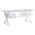 "Modway Modern White Tempered Metal 71"" Sector Office Desk with Glass ...
