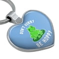Don't Worry Be Hoppy Frog Funny Humor Keychain Heart Love Metal Key ...