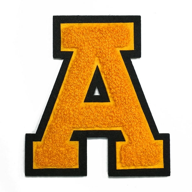 Chenille Stitch Varsity Iron-On Patch by pc, 4-1/2", Golden Yellow ...