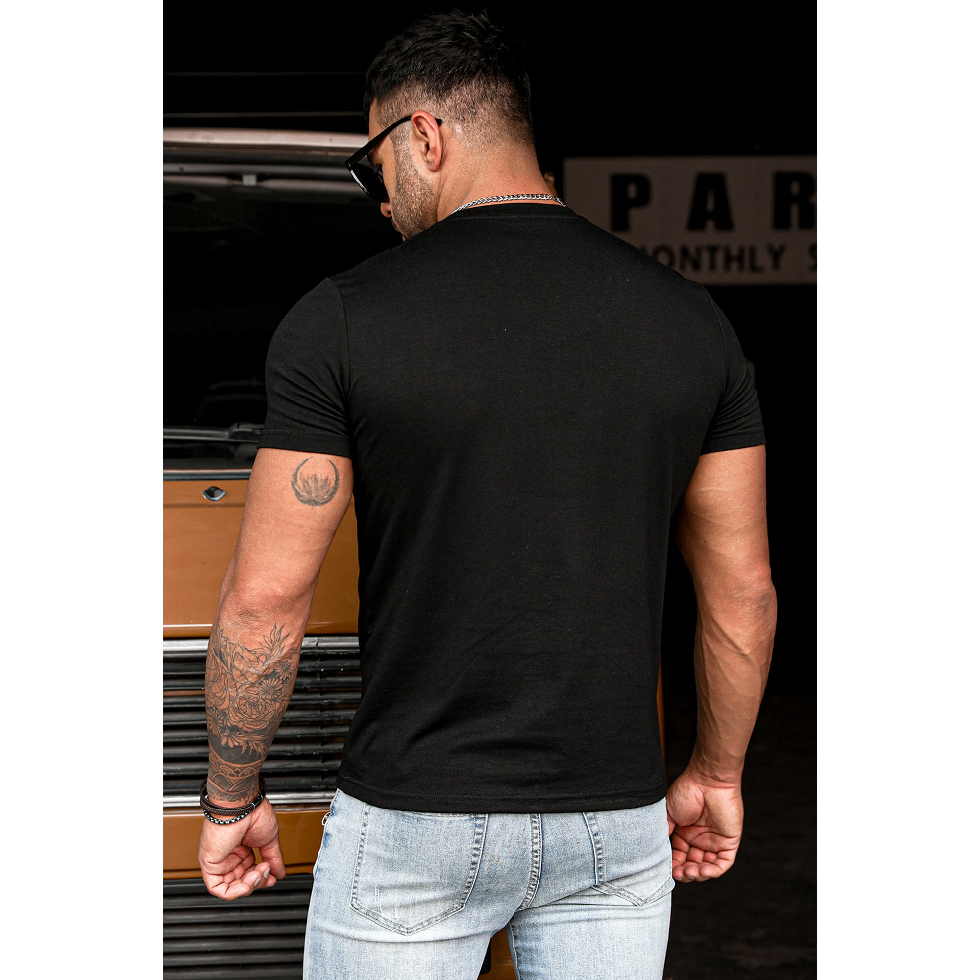 Click here for Poglip Mens Black Letter Wolf Head Print Mens Grap... prices