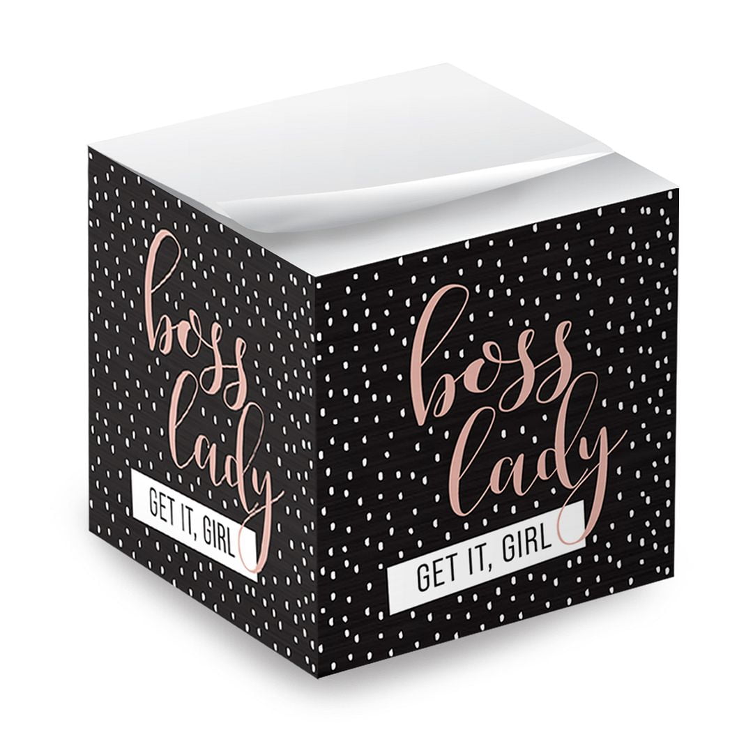 Boss Lady Sticky Note Cube / 600 Sheets / 2.75" Memo Block Printed on 4 ...