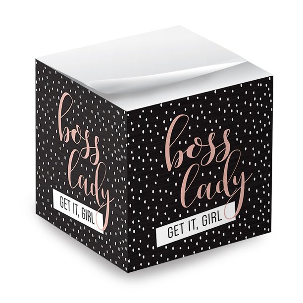 Boss Lady Sticky Note Cube / 600 Sheets / 2.75" Memo Block Printed on 4 ...