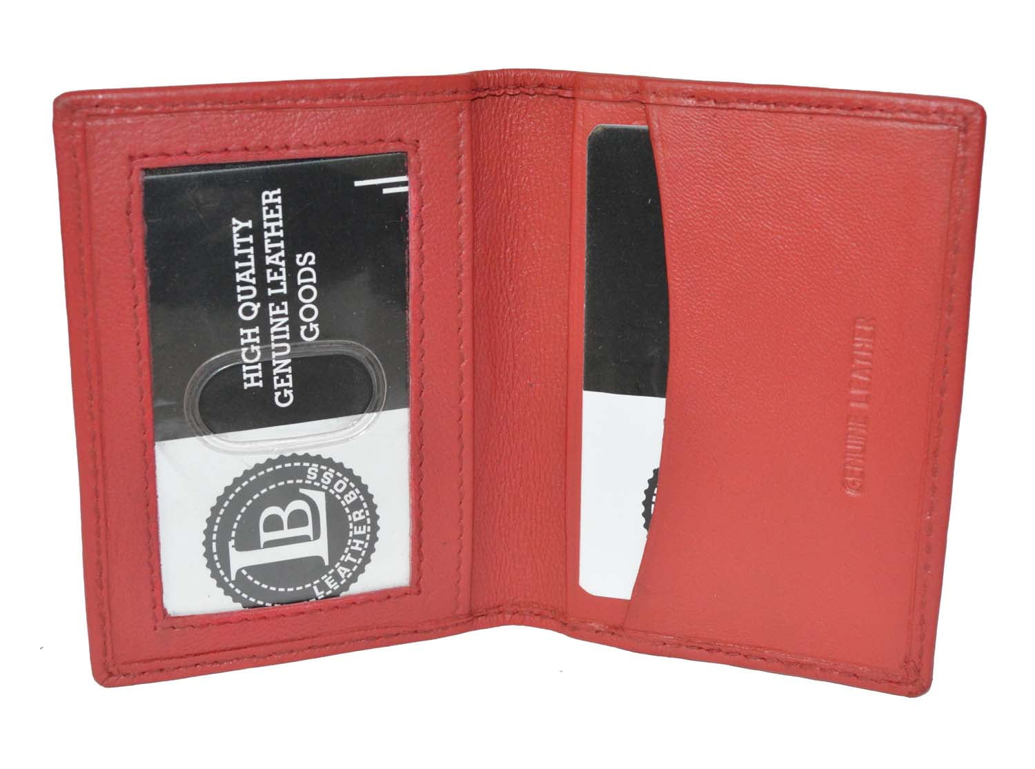 Leatherboss Genuine Leather Credit Card ID Holder Small Slim, Red ...