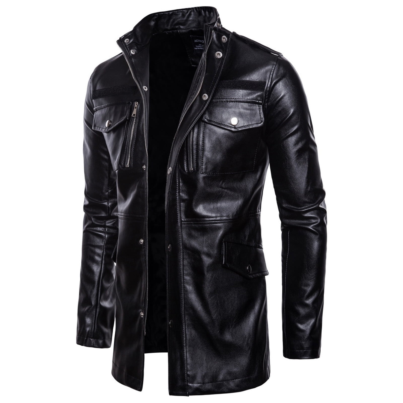 Click here for Drppepioner Men Mid-Length Leather Stand-Collar Fo... prices