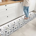 Black Watercolor Floral 2 Pieces Non-Slip Kitchen Mat Set, Flower ...