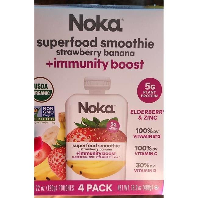 Noka 16.9 oz Strawberry Banana Smoothie - 4 Piece - Pack of 6 - Walmart.com