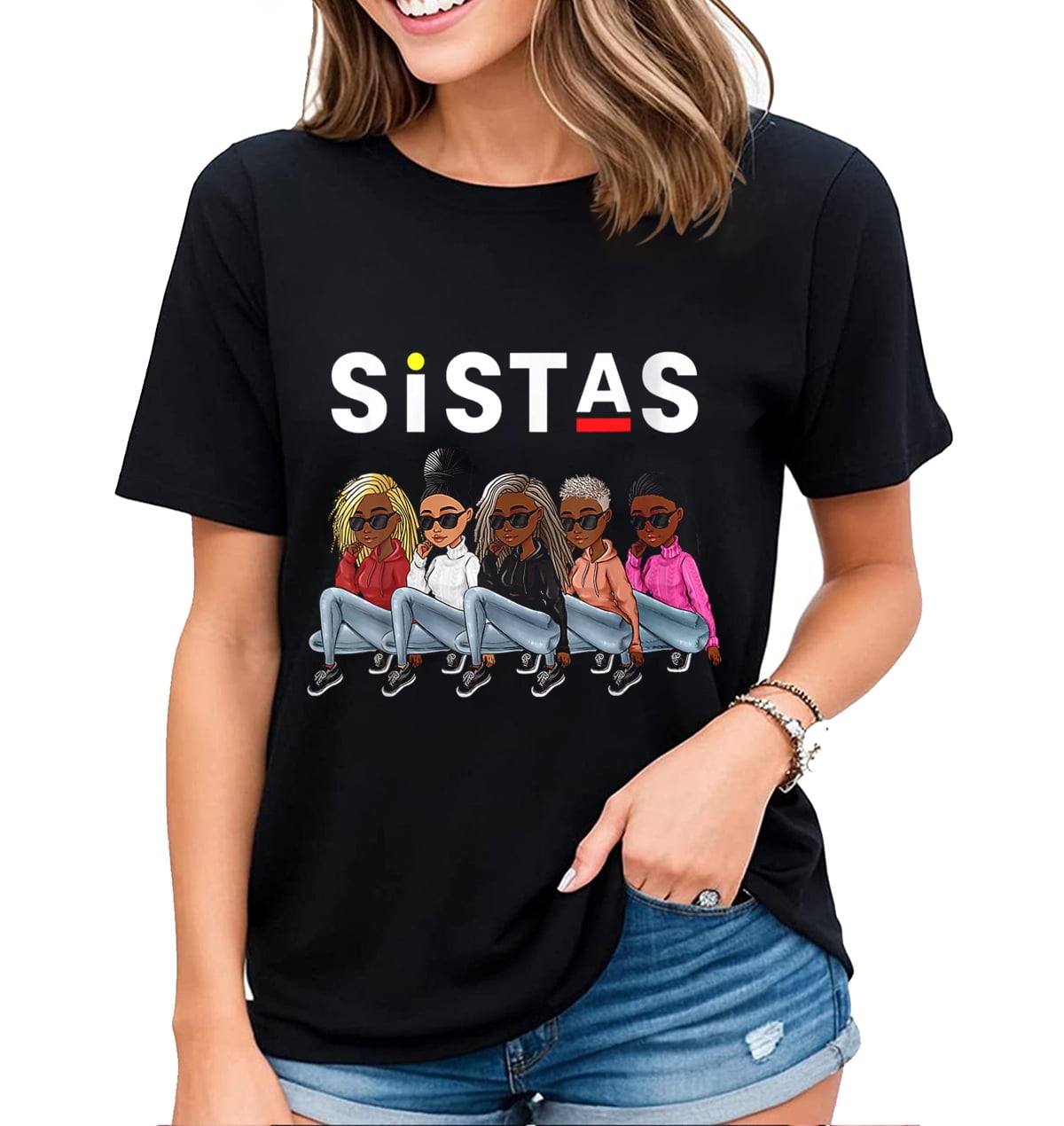 Womens Proud Black Sistas Queen Shirt Melanin Afro African T-Shirt ...