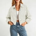 MaFYtyTPR Women Loose Casual Jacket Polka Dot Collared Zip Up Bubble ...