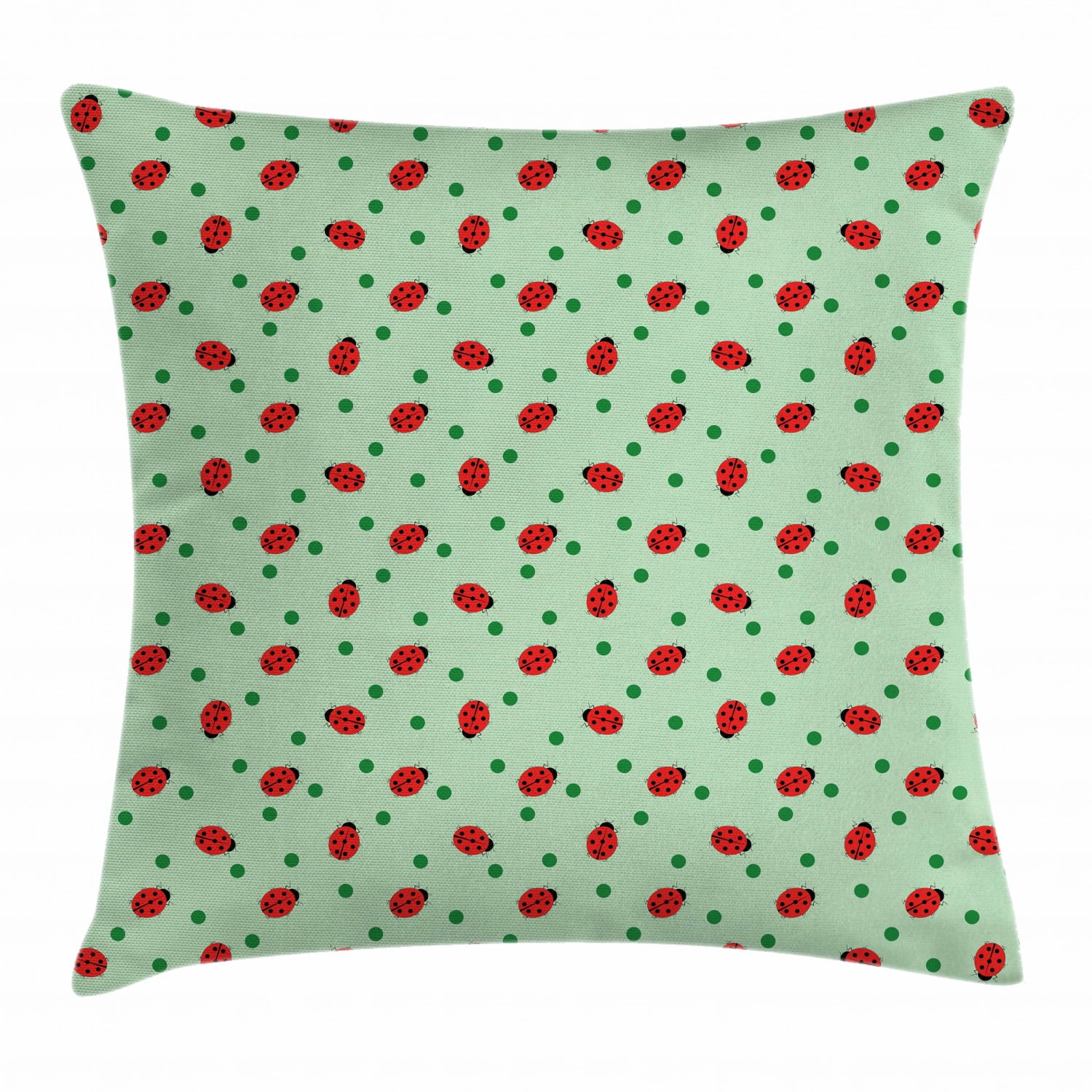 Ladybugs Throw Pillow Cushion Cover, Traditional Polka Dots Background ...