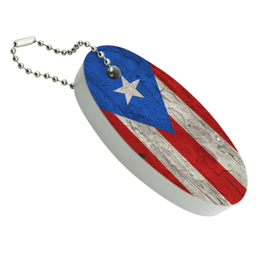 Rustic Distressed Puerto Rico Flag Wood Look Floating Keychain Oval ...