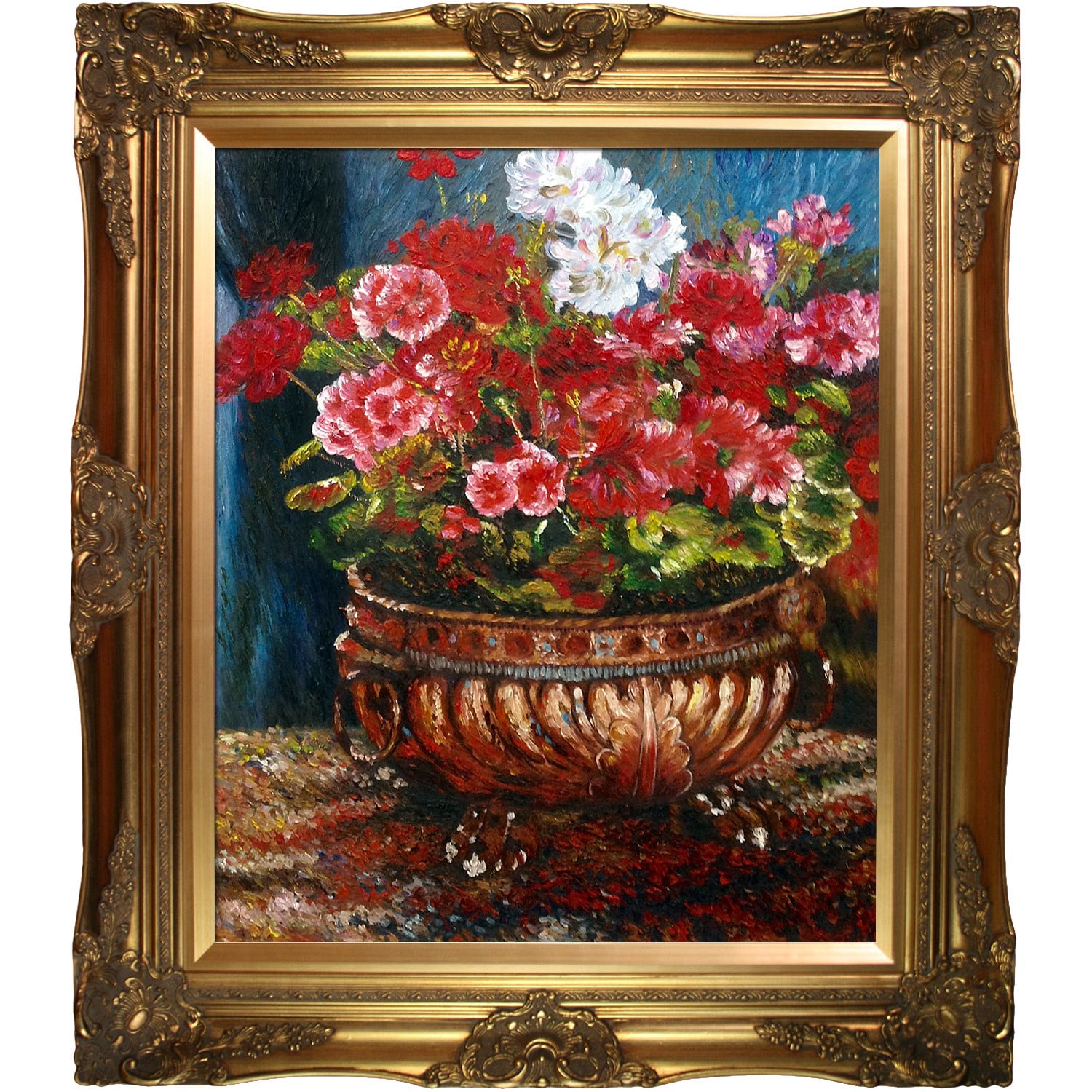 Geraniums in a Copper Basin with Victorian Gold Frame 20"X24" - Walmart.com