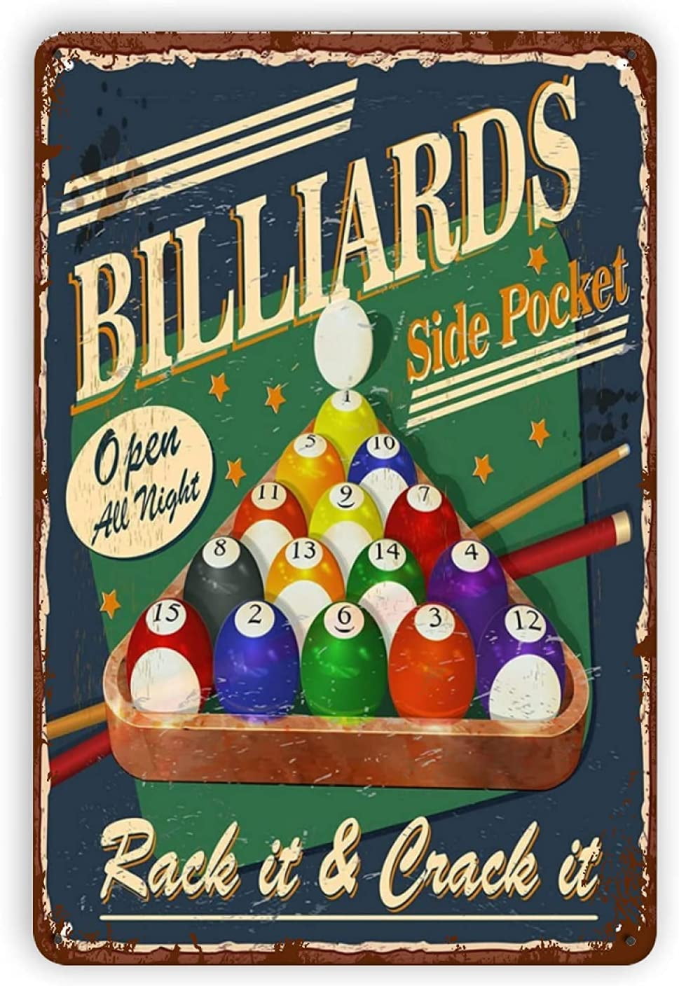 Billiards Fans Metal Signs Home Decor Billiards Side Pocket Tin Poster ...