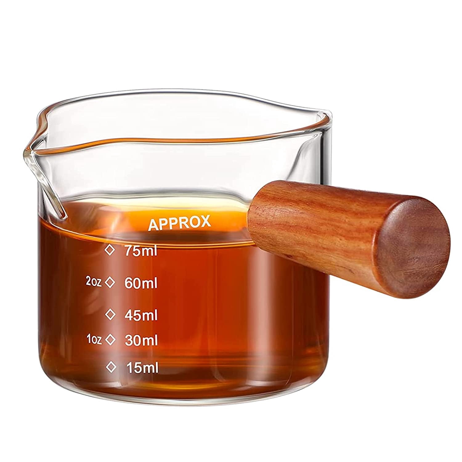 1 Pack Double Spouted Measuring Triple Pitcher Milk Cup with Wood ...